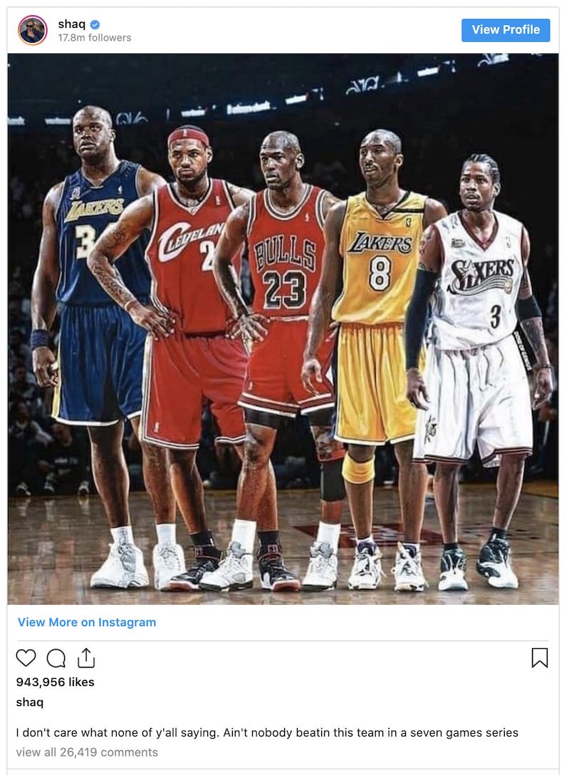 Shaq Puts Himself on "Unbeatable" All-Time Team
